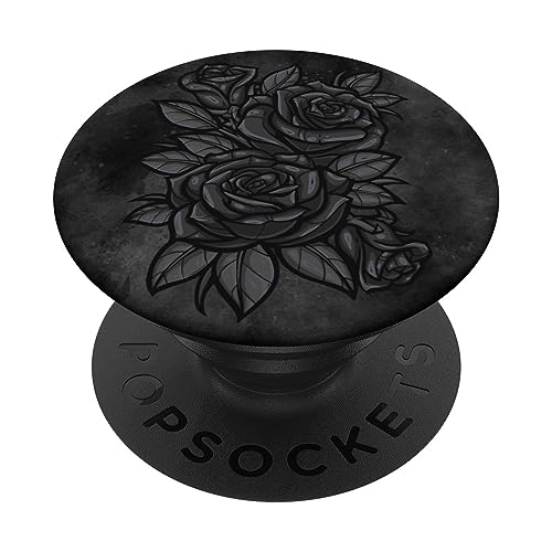 Cute Black Roses Flower Pattern Black Roses Silhouette PopSockets Standard PopGrip