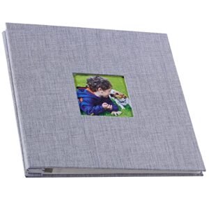 photo album 11x10.6 inch, 40 pages self adhesive scrapbook album with gray linen cover hold 3x5 4x6 5x7 6x8 8x10 inch pictures, woisut diy memory album book for wedding family baby travel