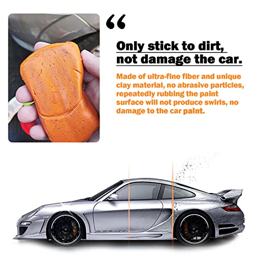 Car Clay Bar 5 Pack 500g, Premium Grade Clay Bars Auto Detailing Magic Clay Bar Kit with Towel Clay Bar Cleaner with Washing and Adsorption Capacity for Car Wash Car Detailing Clean,Glass (Orange)