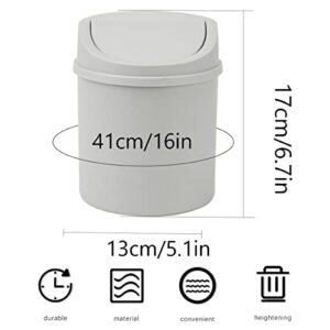 BieFuDan 2 Pcs Mini Trash Can with Swing Lid, Tiny Desktop Waste Basket Garbage Bin with 4 Rolls of Trash Bags, Plastic Countertop Trash Can for Home,Kitchen,Bedroom,Bathroom (2PC Gray)