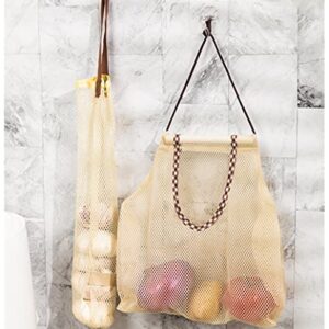 Reusable Grocery Bags Veggies Fruits Holder Counter Space Saver Net Storage Pouch for Onion Potato Garlic Pack 2