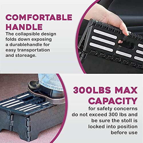 Sturdy Folding Step Stool Portable 5”, Collapsible Half Step for Seniors Older Adults up to 300 lbs Entering Camper Van SUVs and RV, for Elderly People Getting up High Bed or Stairs