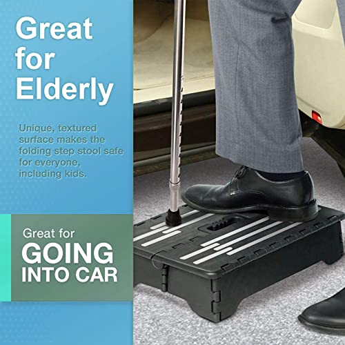 Sturdy Folding Step Stool Portable 5”, Collapsible Half Step for Seniors Older Adults up to 300 lbs Entering Camper Van SUVs and RV, for Elderly People Getting up High Bed or Stairs