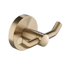 kraus kea-18802bg elie bathroom robe and towel double hook, 3 5/8 inch, brushed gold