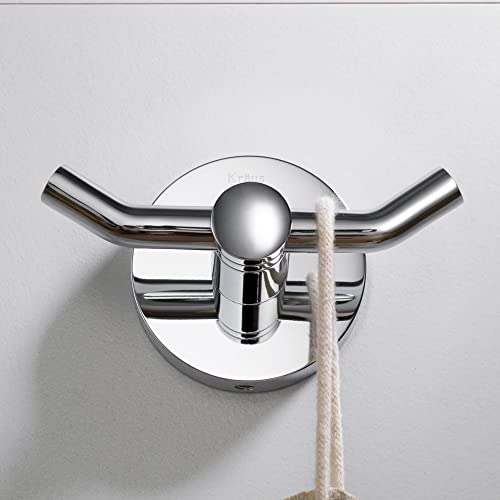 Kraus KEA-18802BG Elie Bathroom Robe and Towel Double Hook, 3 5/8 Inch, Brushed Gold