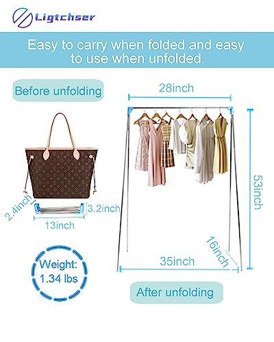 Ligtchser Portable Travel Garment Rack,Folding Clothes Rack for Dance,Travel,Camping, Drying,RV, Indoor,Outdoor. A Collapsible Mini Clothing Rack.