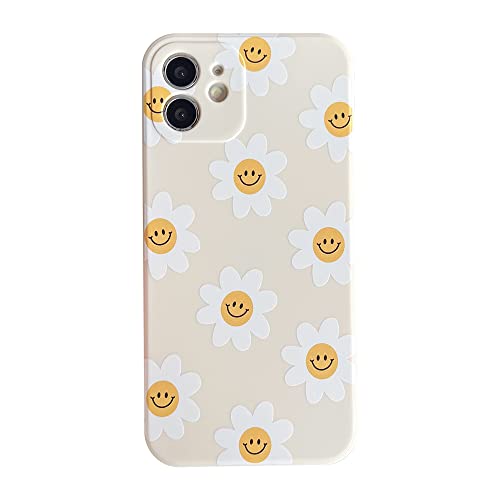 White Sunflower Cute Flower Phone Case for Apple iPhone 12 Mini 5.4 inch Smooth Silicone Soft Cover for iPhone 12mini