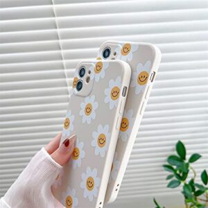 White Sunflower Cute Flower Phone Case for Apple iPhone 12 Mini 5.4 inch Smooth Silicone Soft Cover for iPhone 12mini