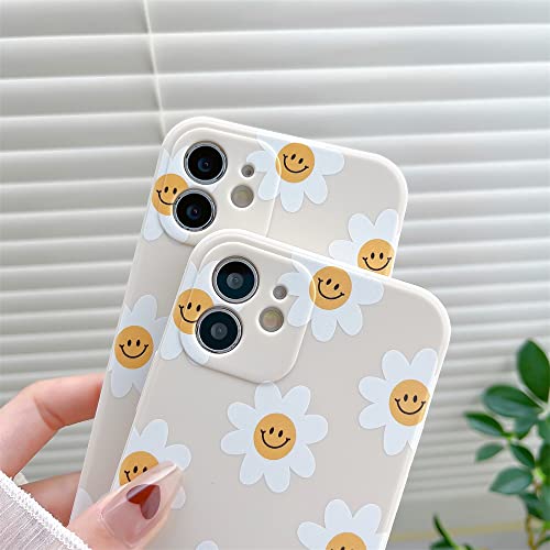 White Sunflower Cute Flower Phone Case for Apple iPhone 12 Mini 5.4 inch Smooth Silicone Soft Cover for iPhone 12mini