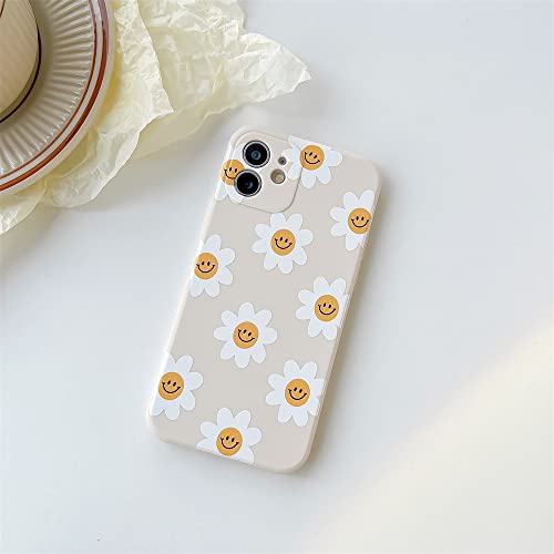 White Sunflower Cute Flower Phone Case for Apple iPhone 12 Mini 5.4 inch Smooth Silicone Soft Cover for iPhone 12mini