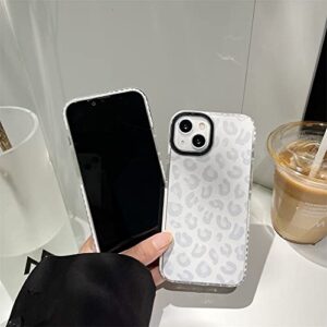 White Leopard Light Gray Soft Phone Case for Apple iPhone 13 Built-in Bumper Women Cute Stylish Cover for iPhone 13 6.1"