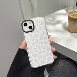 White Leopard Light Gray Soft Phone Case for Apple iPhone 13 Built-in Bumper Women Cute Stylish Cover for iPhone 13 6.1"