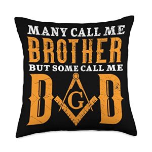 freemason mason masonry stemi apparel freemason dad masonic fraternal freemasonry square compass throw pillow, 18x18, multicolor