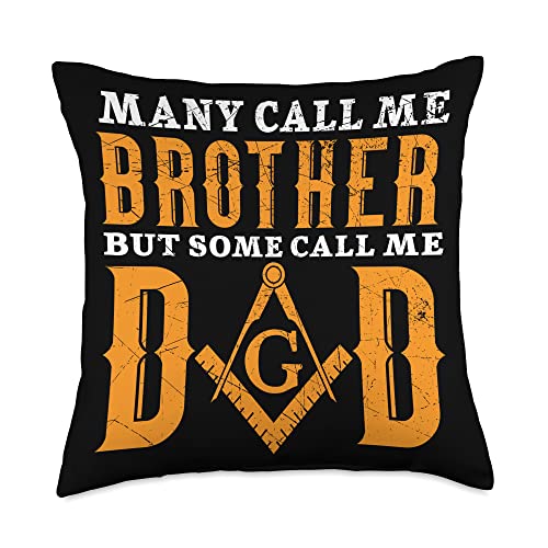 Freemason Mason Masonry SteMi Apparel Freemason Dad Masonic Fraternal Freemasonry Square Compass Throw Pillow, 18x18, Multicolor