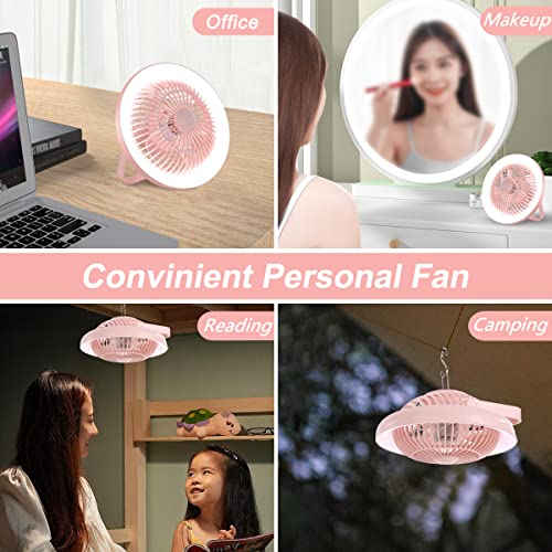 Battery Operated Fan, 3 Speed Upgraded Powerful Airflow, Max 20H Battery Powered Fan Rechargeable, Table Fan for Camping, Bedside, Desk, Quiet Small Fan, 90° Tilt Stand, Hangable USB Fan Type-C Port