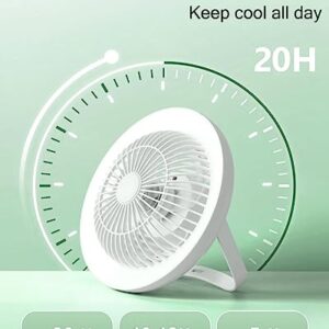 Battery Operated Fan, 3 Speed Upgraded Powerful Airflow, Max 20H Battery Powered Fan Rechargeable, Table Fan for Camping, Bedside, Desk, Quiet Small Fan, 90° Tilt Stand, Hangable USB Fan Type-C Port