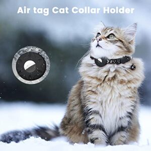 Airtag Cat Collar, Cat Airtag Collar with Bell, Cat Collar Airtag Holder Breakaway in 3/8" Width, Refective Cat GPS Tracker Collar Compatible with Apple Airtag for Cat Dog Kitten Puppy (Black)