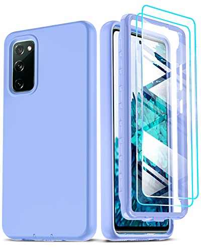 LeYi for Galaxy S20 FE 5G Phone Case, Samsung Galaxy S20 FE Case with [2X Tempered Glass Screen Protector], Full-Body Shockproof Soft Silicone Protective Phone Case for Samsung S20 FE, Violet