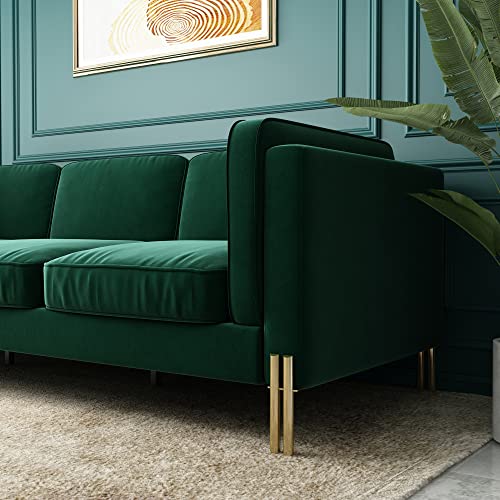 ANTTYBALE 95" Sofa for Living Room,3-Seater Modern Velvet Couch with Armrests (Green)