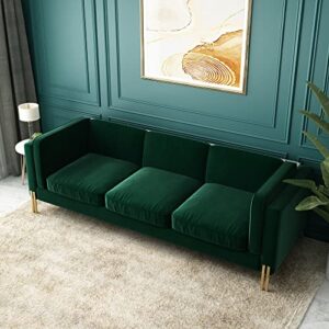 ANTTYBALE 95" Sofa for Living Room,3-Seater Modern Velvet Couch with Armrests (Green)