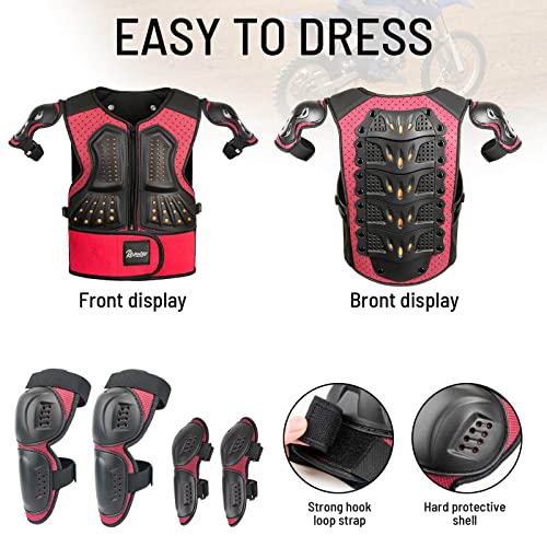 Reomoto Kids Protective Gear,Motorcyle Armor Suit Dirt Bike Gear for Kids Dirt Bike Cycling Skating Off-RoadRiding Skiing (Red),020,One Size