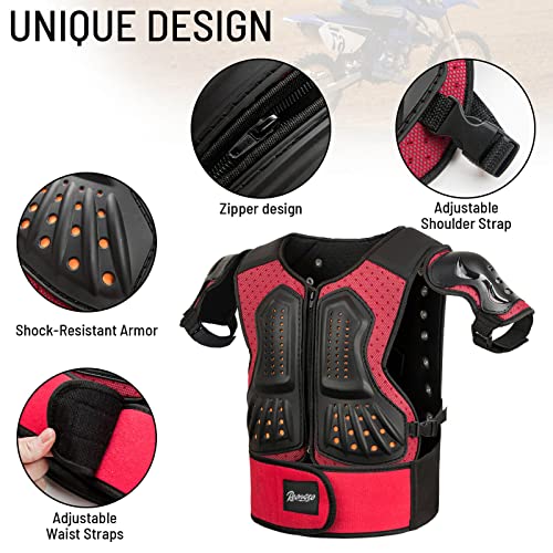 Reomoto Kids Protective Gear,Motorcyle Armor Suit Dirt Bike Gear for Kids Dirt Bike Cycling Skating Off-RoadRiding Skiing (Red),020,One Size