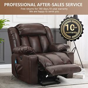 ASHOMELI Large Power Lift Recliner Chair for Elderly with Massage and Heating Function (Brown)