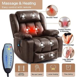 ASHOMELI Large Power Lift Recliner Chair for Elderly with Massage and Heating Function (Brown)