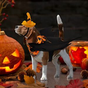 Halloween Pet Costumes, Dog Bat Wings Costume with Hat and Bandana Cosplay Party Decoration Costume Puppy Bat Dress Up Funny Cool Apparel for Small Medium Large Dogs Cats