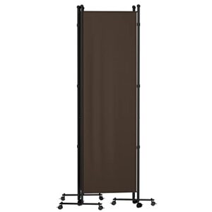 VEVOR 6 Panel Room Divider, 6 FT Tall, Freestanding & Folding Privacy Screen w/ Swivel Casters & Aluminum Alloy Frame, Oxford Bag Included, Room Partition for Office Home, 121" W x 14" D x 73"H, Brown