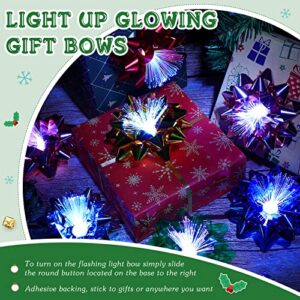 Zhengmy 12 Pack Light up Glowing Gift Bows, Christmas Bows for Gift Wrapping LED Ribbon Bow for Gift Packaging Big Bow for Present for Christmas, Hanukkah, Birthdays, Weddings, Self Adhesive