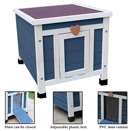 Rockever Outdoor Cat House, Feral Cat House Outdoor Weatherproof with Escape Door and Clear Windows for 2 Cats (Grey