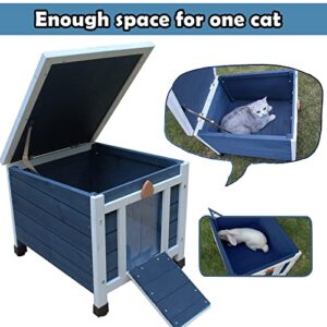 Rockever Outdoor Cat House, Feral Cat House Outdoor Weatherproof with Escape Door and Clear Windows for 2 Cats (Grey