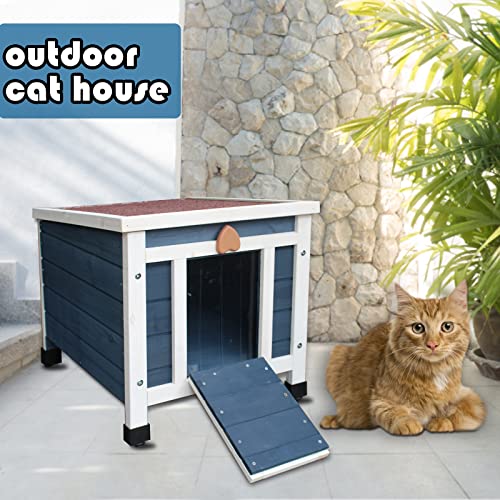 Rockever Outdoor Cat House, Feral Cat House Outdoor Weatherproof with Escape Door and Clear Windows for 2 Cats (Grey