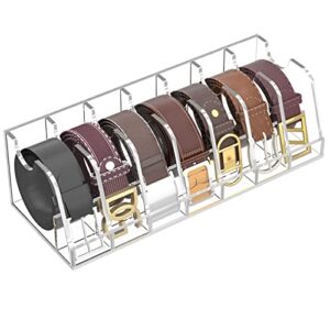 niubee belt organizer, acrylic belt storage holder for the closet and drawer, 7 compartments belt box with display stand