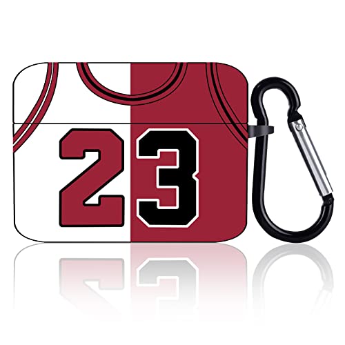 Basketball No.23 Case Cover for Airpods Pro with Keychain for Sports Fans Boys Men Girls Kids Teen Jersey Cool Fun Design Spirit Square Case Silicone Protective Compatible with Airpods Pro