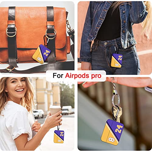 Basketball No.8/24 Case for Airpods Pro Cover with Keychain for Sports Fans Boys Men Girls Kids Jersey Cool Fun Design Mamba Spirit Square Case Silicone Protective Compatible with Airpods Pro（2019）