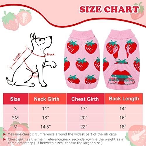 SCIROKKO Dog Sweaters for Small Dogs - Cute Girl Dog Clothes Knitwear Warm Puppy Winter Sweater, Pink Strawberry