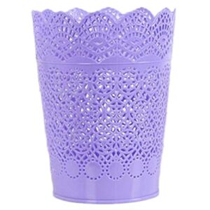 krimo plastic slim oval trash can, wastebasket, garbage container bin for bathroom, bedroom, home office(purple)