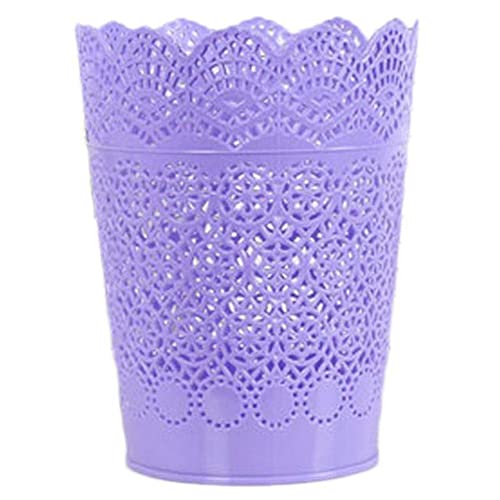 Krimo Plastic Slim Oval Trash Can, Wastebasket, Garbage Container Bin for Bathroom, Bedroom, Home Office(Purple)