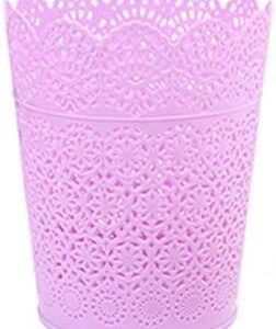 Krimo Plastic Slim Oval Trash Can, Wastebasket, Garbage Container Bin for Bathroom, Bedroom, Home Office(Purple)