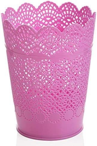 Krimo Plastic Slim Oval Trash Can, Wastebasket, Garbage Container Bin for Bathroom, Bedroom, Home Office(Purple)