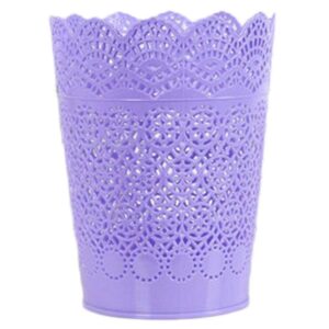 qinleeplastic slim oval trash can, wastebasket, garbage container bin for bathroom, bedroom, home office(purple)