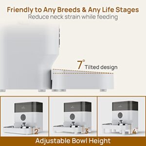 iPettie Automatic Cat Feeder for Two Cats, 2.4G WiFi App Control, 5L/21 Cup Capacity, 1-10 Meals Per Day, Adjustable Bowl Height, Cat Feeder Automatic w/ 2 Stainless Steel Bowls, Voice Recording