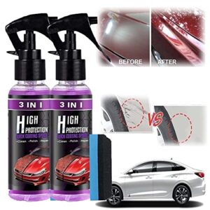 icovoiy 3 in 1 high protection quick car coating spray, extreme slick streak-free polymer quick detail spray, car nano repairing spray repair scratches, plastic parts refurbish agent (2pcs,100ml)