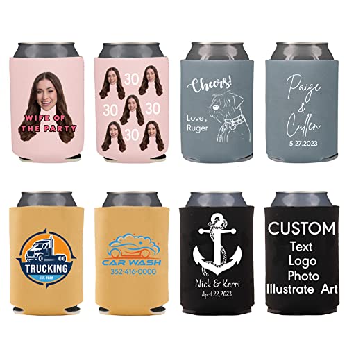 Personalized Can Coolers Set of 50 with Your Text Logo or Image Wedding Favors Bachelor Party Favors Birthday Party Favors