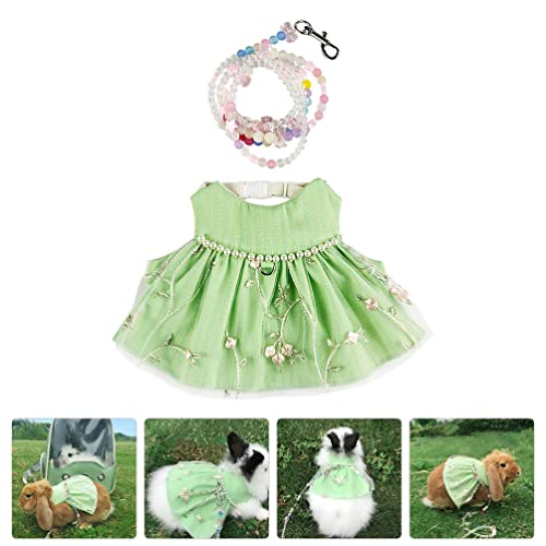 Rabbit Leash and Harness Set, Pet Rabbit Dress with Leash Breathable Small Animal Harness Vest Escape Proof Small Animals Bunny Harness and Leash Pet Costume for Rabbit