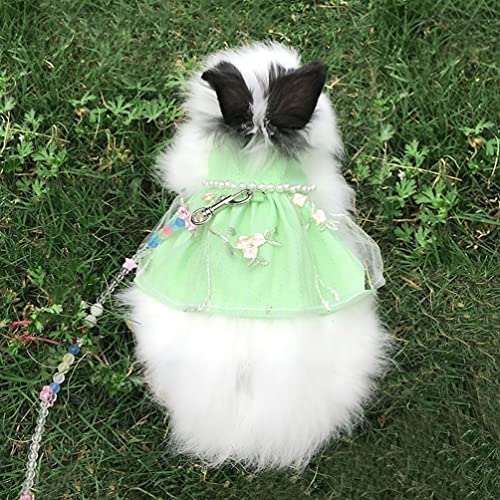 Rabbit Leash and Harness Set, Pet Rabbit Dress with Leash Breathable Small Animal Harness Vest Escape Proof Small Animals Bunny Harness and Leash Pet Costume for Rabbit