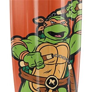 Teenage Mutant Ninja Turtles TMNT Mikey And Logo Stainless Steel 20 oz Travel Tumbler, Vacuum Insulated & Double Wall with Leakproof Sliding Lid