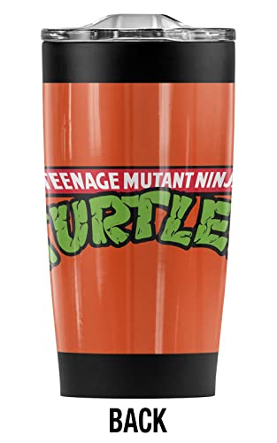 Teenage Mutant Ninja Turtles TMNT Mikey And Logo Stainless Steel 20 oz Travel Tumbler, Vacuum Insulated & Double Wall with Leakproof Sliding Lid